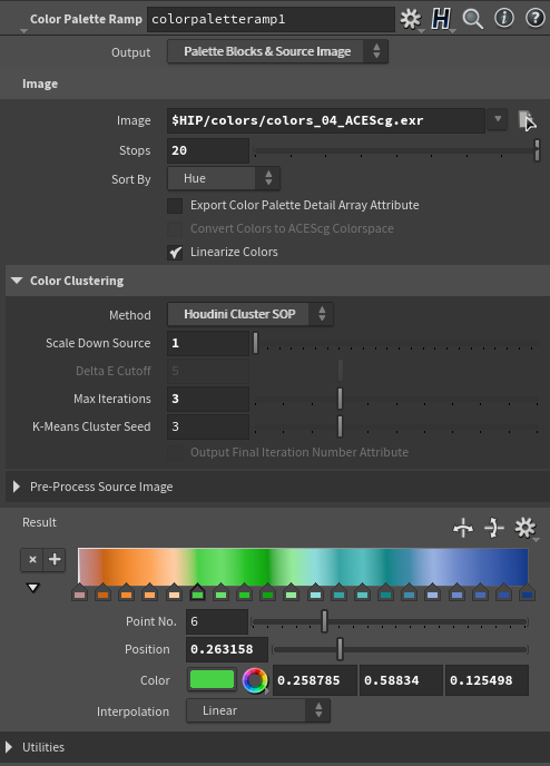 Houdini – random coloring from image palette.